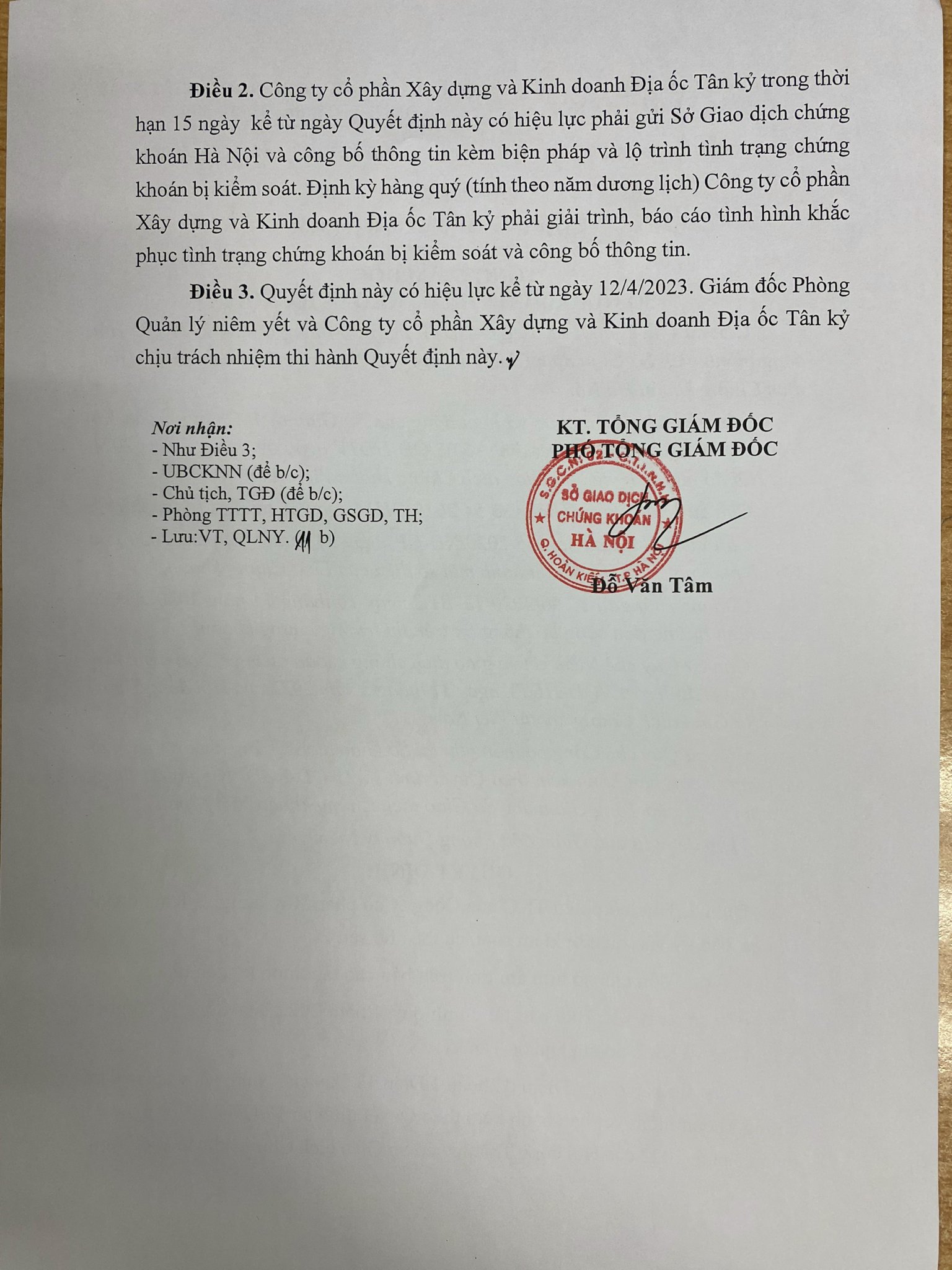 TKC: Quyết định về việc đưa vào diện bị kiểm soát