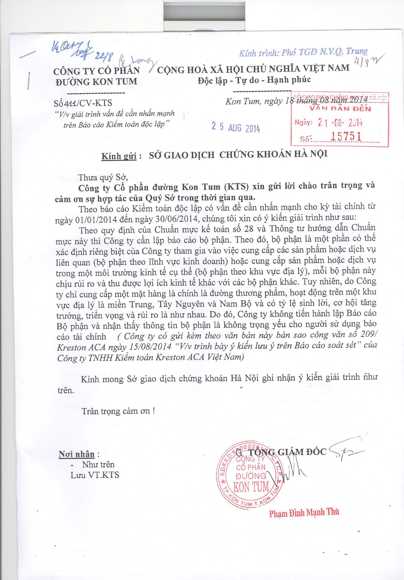 KTS: Giải trình vấn đề cần nhấn mạnh trên BCTC kiểm toán độc lập - KTS ...